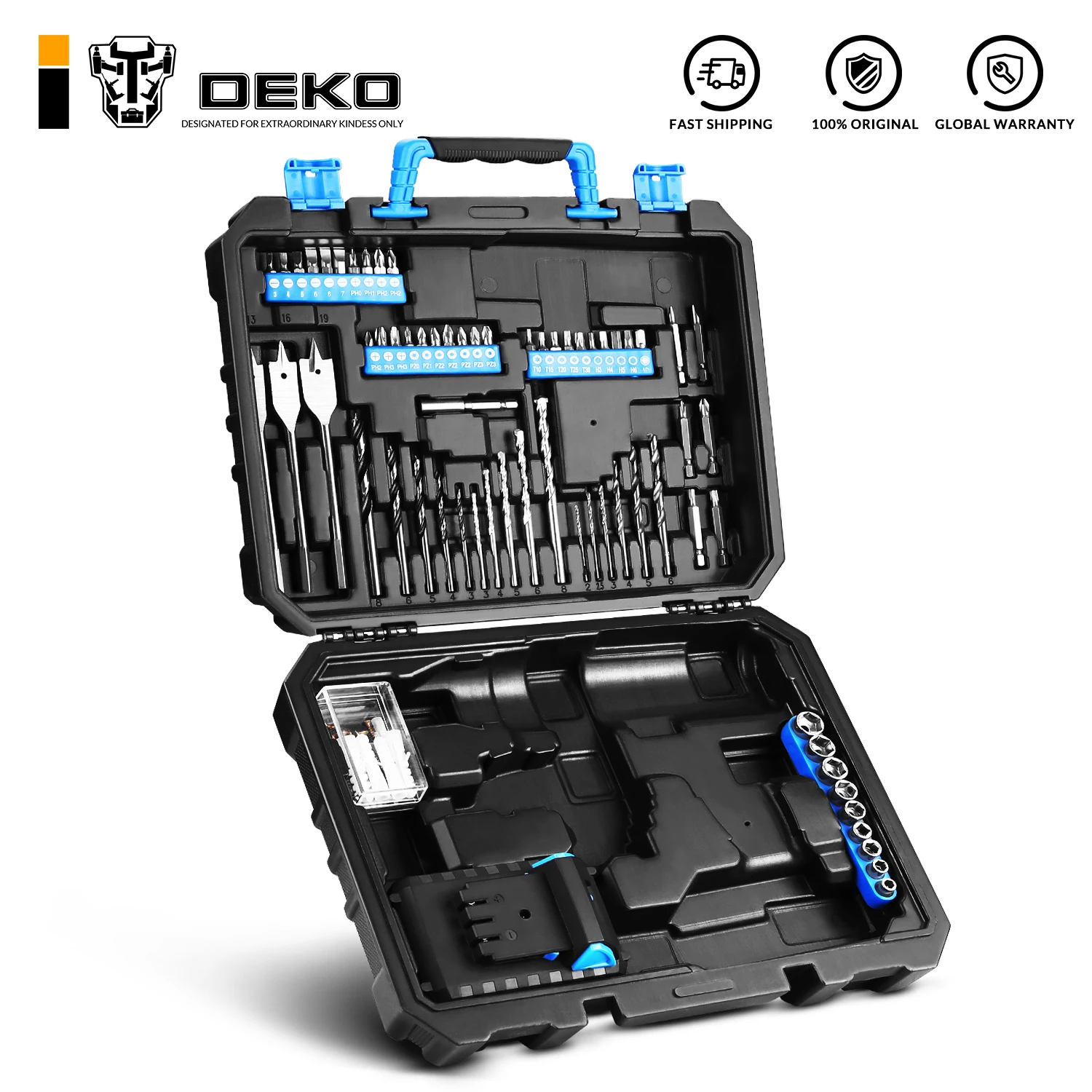 DEKO BMC Plastic Tool Case for 20V Cordless Drill GCD20DU3 with 85 ...