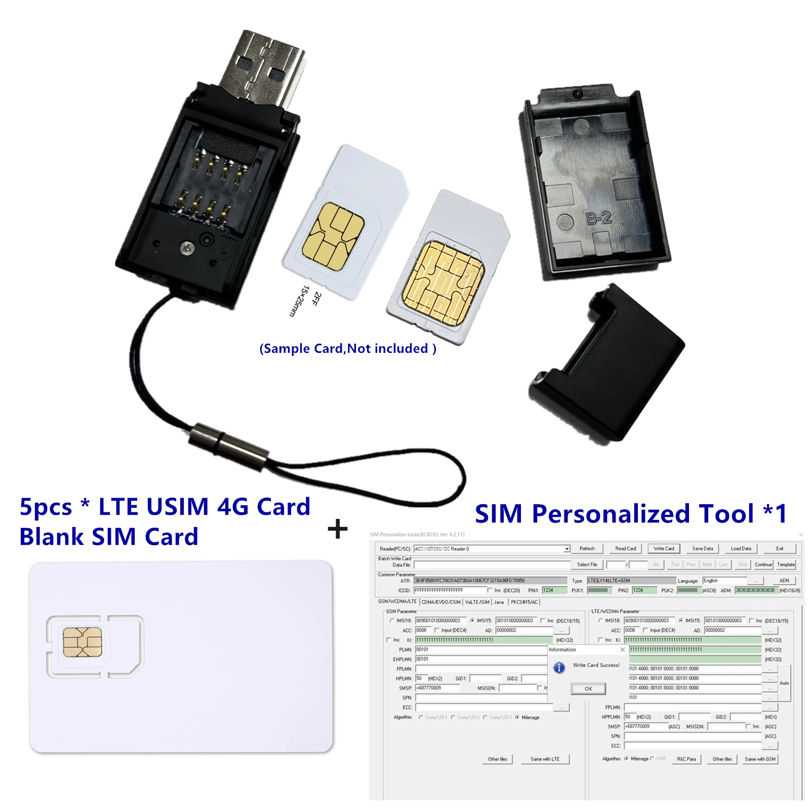 Lte Iccid Imsi Sim Card Reader Writer Programmer 2ff 3ff 4ff 2g 3g 4g ...