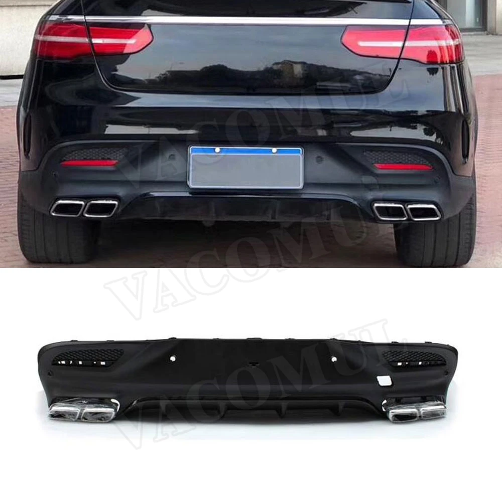 PP-Black-Rear-Bumper-Lip-Diffuser-with-Exhaust-Tips-For-Mercedes-Benz ...
