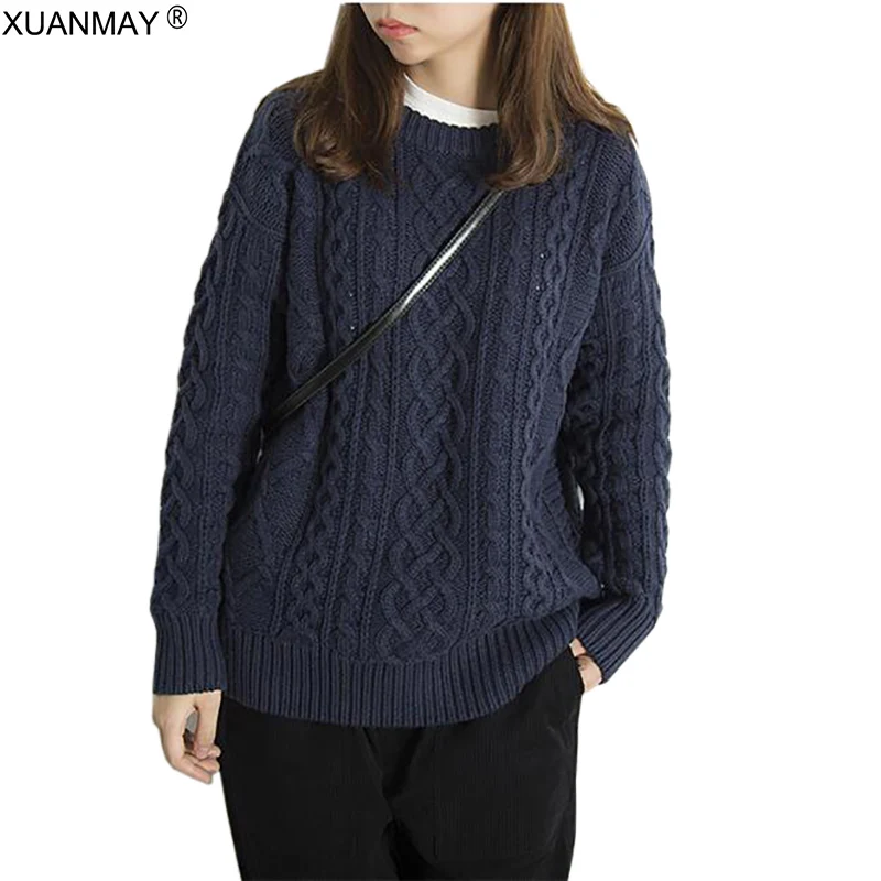 Otoño retro mujer suéter suelto 5XL tamaño grande suéter invierno filas ...