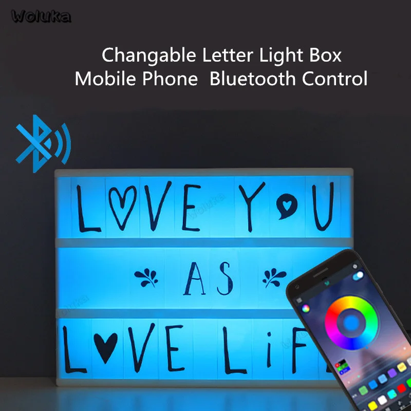 Caja de luz con Control Bluetooth, letras de lámpara, tarjetas Led RGB ...