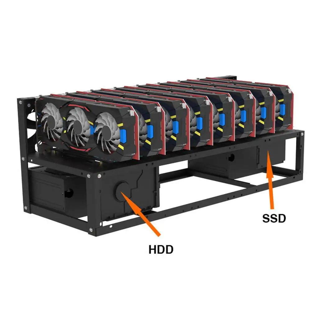 8-GPU-Stainless-Steel-Stackable-Open-Air-BitcoinS-Ethereum-Miner-Mining ...