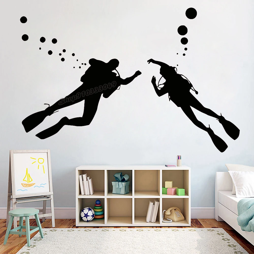 Diving-Wall-Stickers-Vinyl-Sticker-Ocean-Sea-diver-Wall-Decal-For-Kids ...