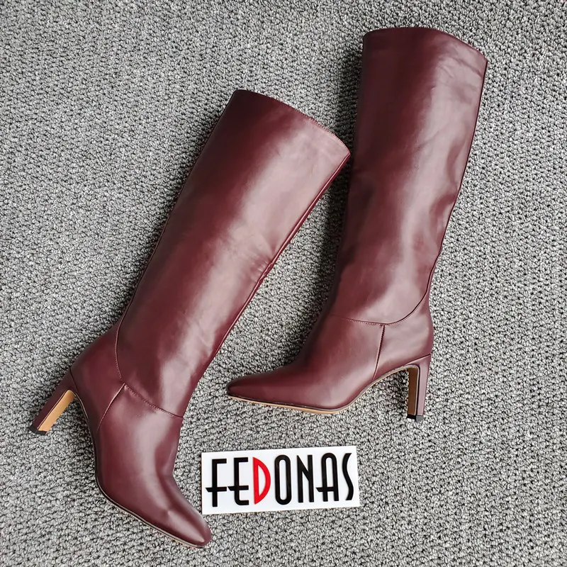 FEDONAS; модные женские сапоги до колена; сезон осень-зима; Теплая обувь для вечеринок; женские ...