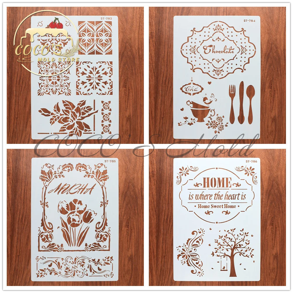 A4-Size-Flower-Leaf-Coffee-Design-Plastic-Lace-Side-Cake-Border ...