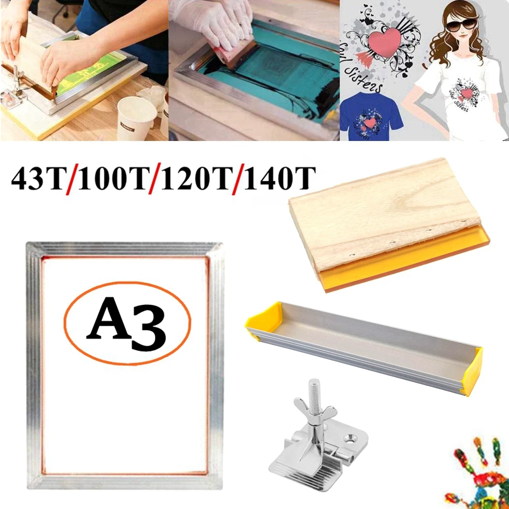 A3 Screen Printing Kit Aluminum Frame Stretched With 120m/350m Mesh ...