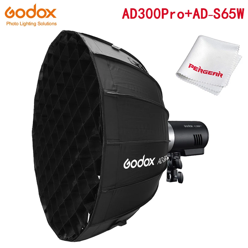 Godox AD300 Pro 올인원 야외 플래시 AD300Pro 및 Godox AD S65W 65cm 흰색 깊은 파라볼 릭 ...
