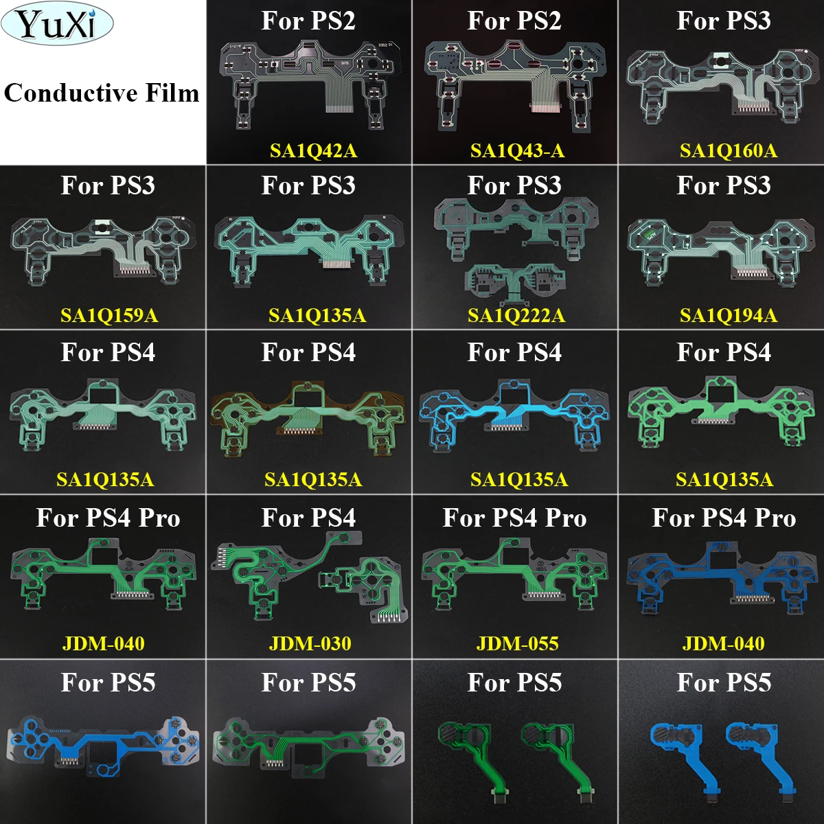 For PS5 PS4 Pro Slim Controller Conductive Film Keypad flex Cable for ...