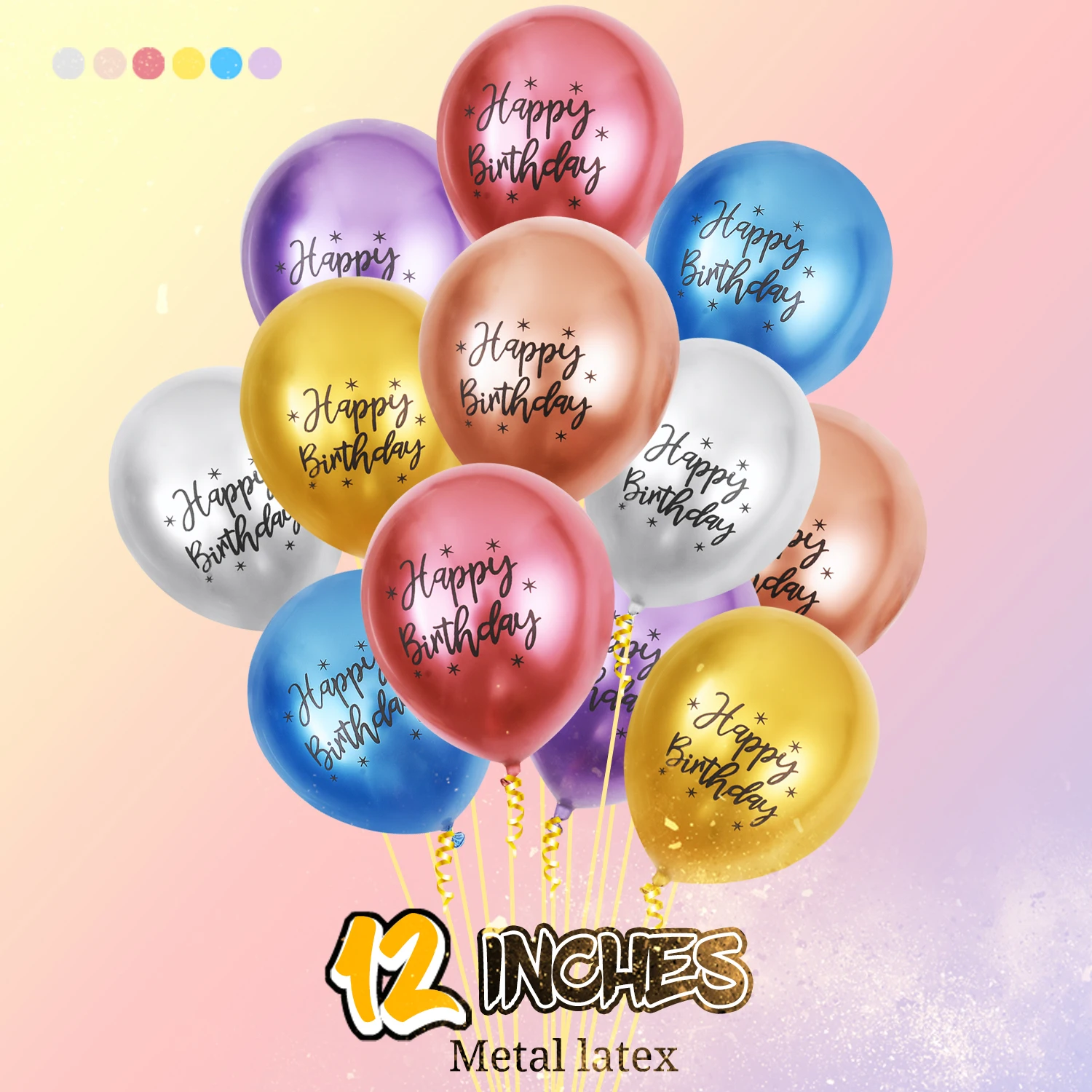 50pcs 12inch Chrome Balloons Metallic Helium Latex Balloon Metal Happy ...