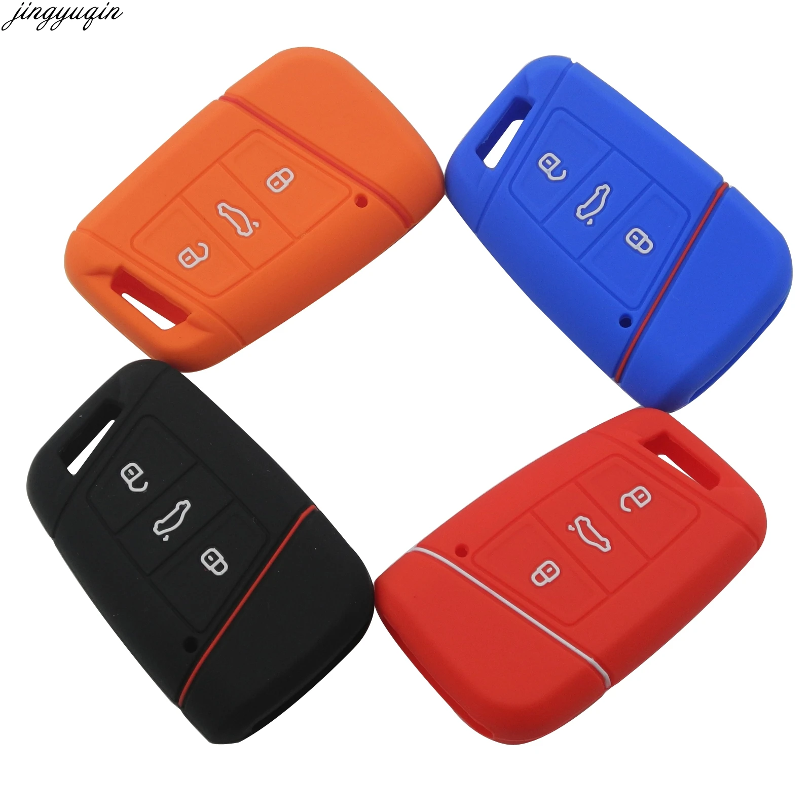 Jingyuqin 50pcs 3 Buttons Silicone Key Case Cover For Volkswagen Vw ...