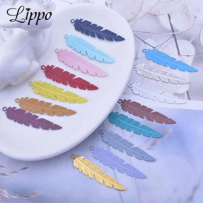 100pcs Ac2693 Summer Cute Filigree Feather Charm Material Bisuteria ...