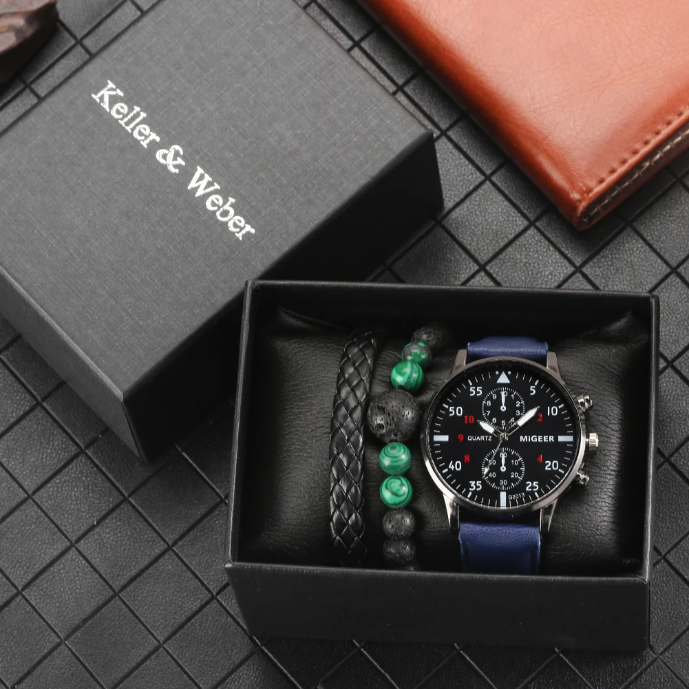 Luxury Men'S Watch High Quality Quartz Watch Set Men'S Vintage Bracelet ...
