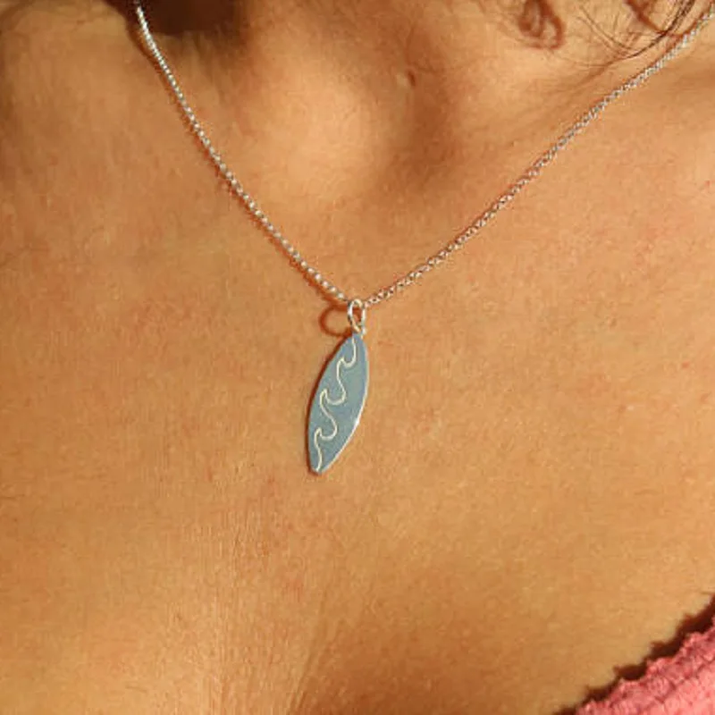 Surfboard Necklace For Women Dainty I Love Surfer Pendant - Pendants ...