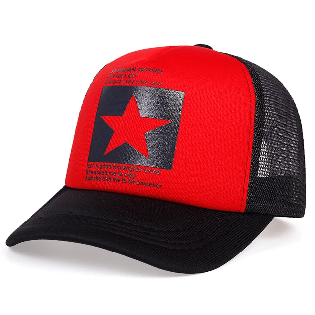 New five-pointed star printed baseball cap spring summer breathable net ...