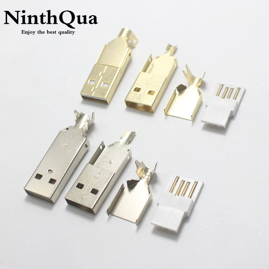 1/2/5sets Usb 2.0 Type A Welding Type Male Plug Nickel/gold Plated ...
