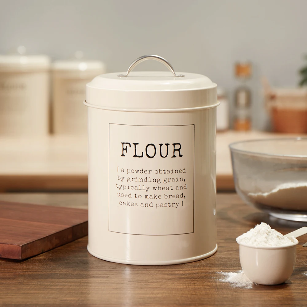 Kotak Penyimpanan Tepung Krem Bulat Wadah Makanan Kopi Beras Bubuk ...