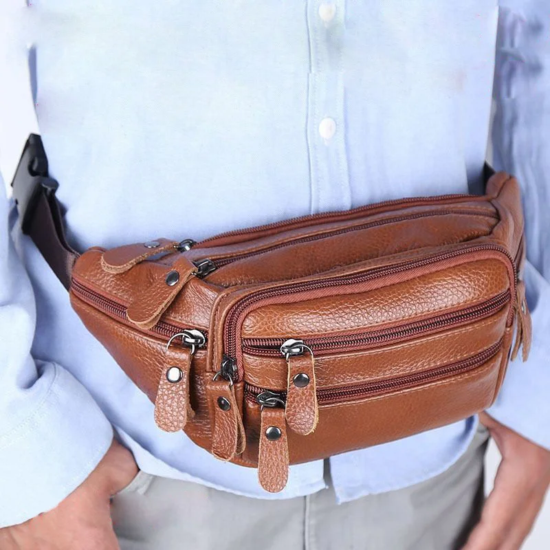JCHENSJ-Genuine-Leather-Men-s-Fanny-Pack-Waist-Bag-For-Men-Large ...