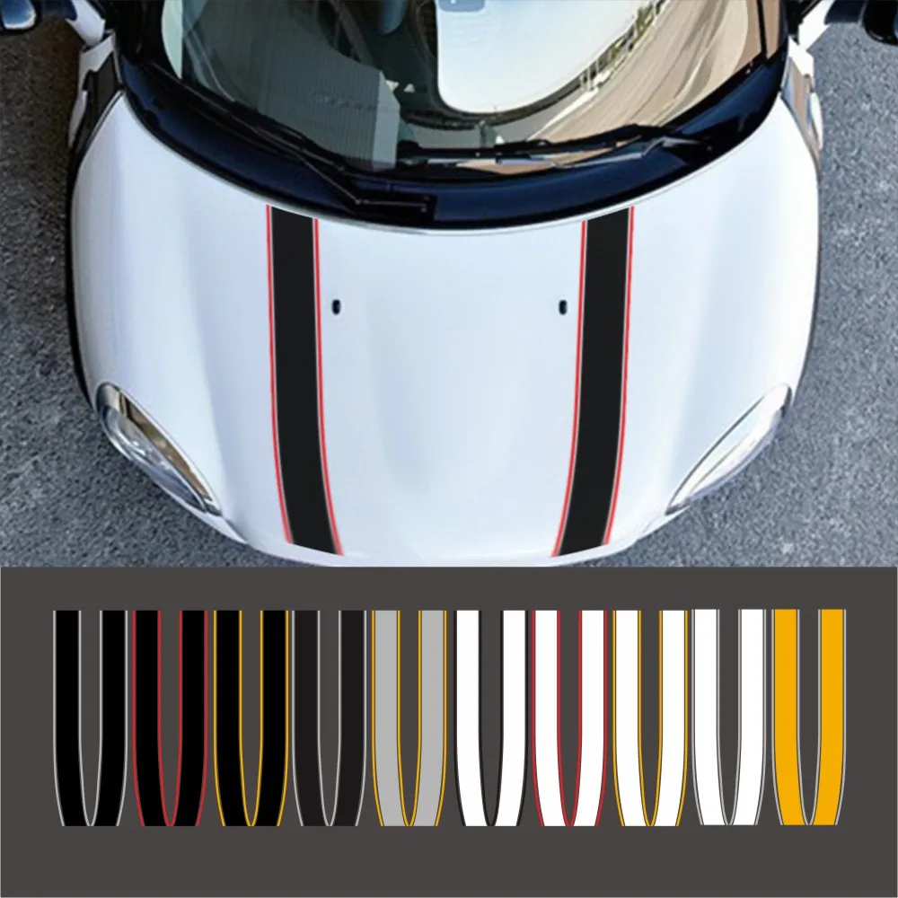 Car-Engine-Hood-Bonnet-Sticker-Stripes-Decals-Decor-For-Mini-Cooper-S ...