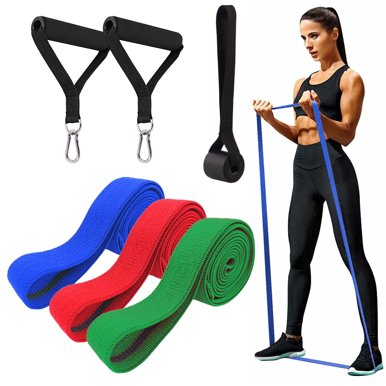 Long Resistance Bands Set Fabric Expander Elastic Pull Up Assistance ...