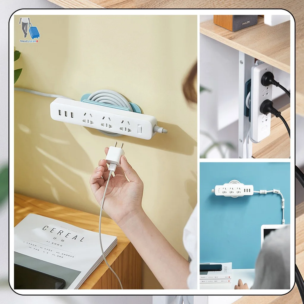 1Pc-Self-Adhesive-Power-Strip-Holder-with-Cable-Organizer-Wall-Mount ...