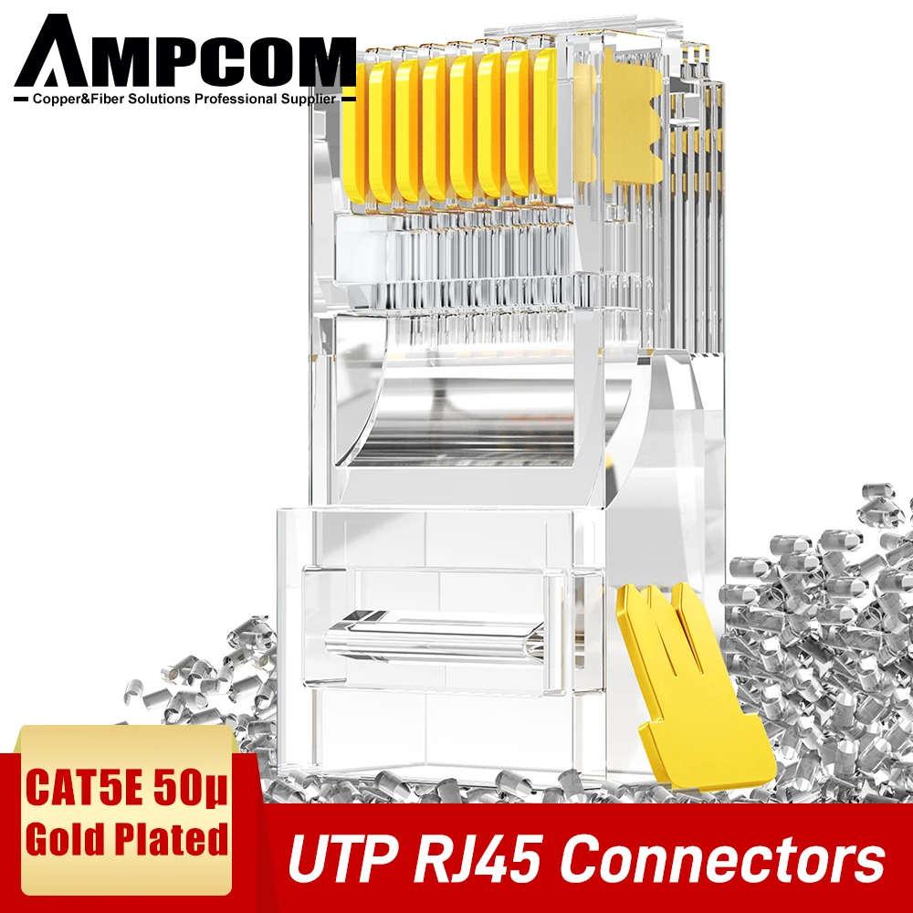 Conector AMPCOM CAT5e RJ45 de 8P8C, terminais modulares RJ45 para cabo ...
