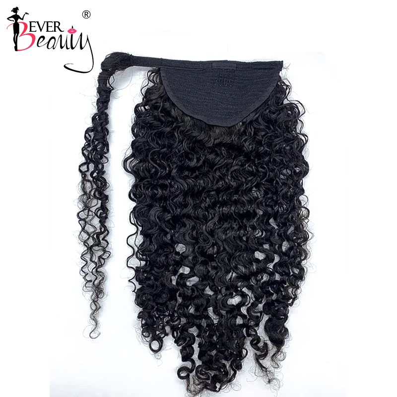 3B 3C Ponytail Human Hair Brazilian Kinky Curly Wrap Around Drawstring ...