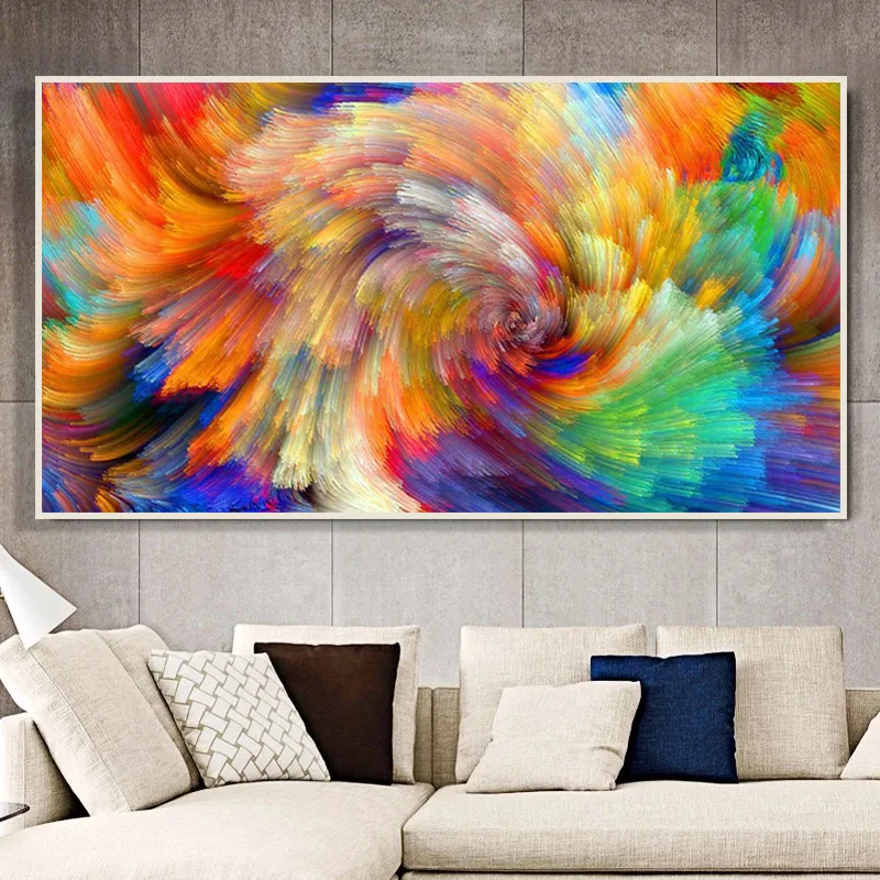 Rainbow Color Cloud Splash On Canvas Paintings Large Size Wall Posters ...