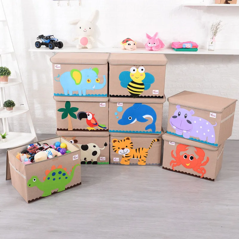 Cute Cartoon Folding Baby Storage Box with Handle Toy Organizer ...