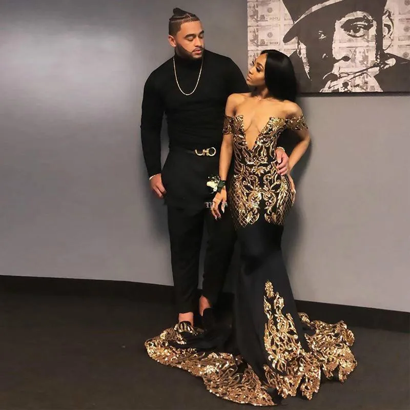 Short Black And Gold Prom Dresses