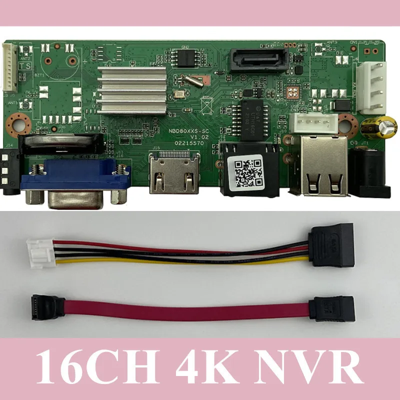 16CH*4K H265/H264 NVR Network Digital Video Recorder 1 SATA Cable Max ...