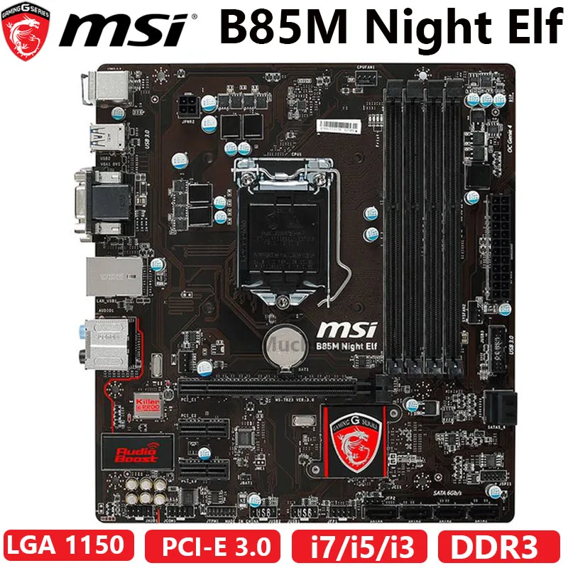 ใช้MSI B85M Night Elfเมนบอร์ดLGA 1150 Intel B85 DDR3 32GB SATA3 USB3.0 PCI E X16คอมพิวเตอร์ ...