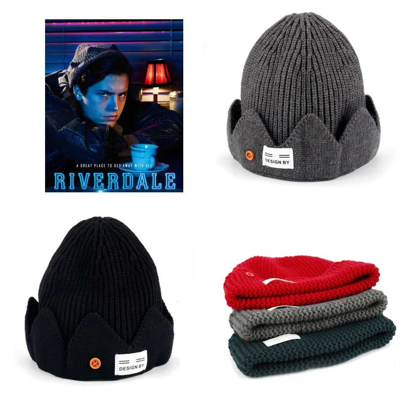 3 styles Jughead Jones Riverdale Cosplay Winter Warm Beanie Hat Topic Exclusive Crown Knitted ...