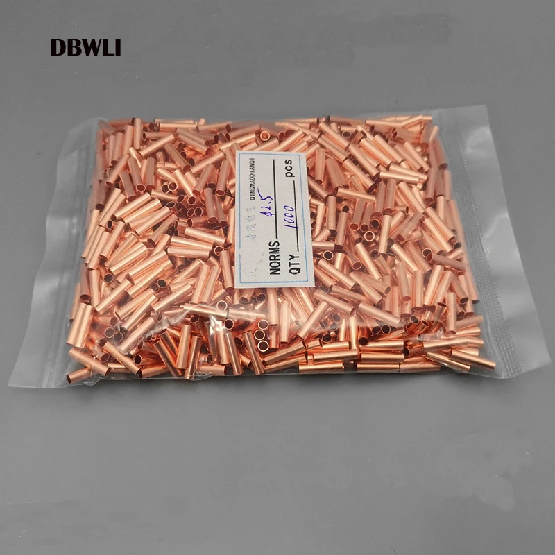 1000PCS φ2.5 mm 2.5mm2 GT-2.5 Copper connecting pipe wire joint small ...