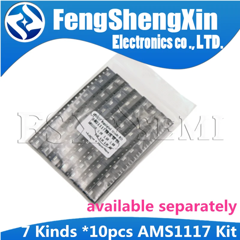 70pcs kit Voltage Regulator Kit AMS1117 1.2V/1.5V/1.8V/2.5V/3.3V/5.0V/ADJ lm1117 AMS1117-1.2 ...
