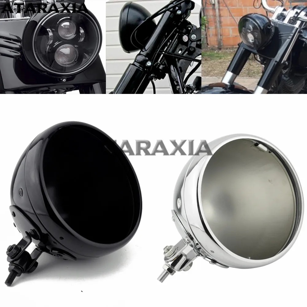Universal Motorcycle Bottom Mount 7" Headlight LED Headlamp Light Cover ...