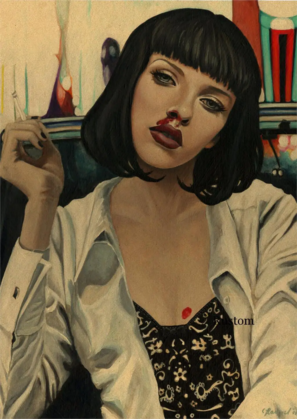 클래식 영화 포스터 우마 서먼 초상화 벽 로프트 펄프 픽션 그림 홈 디자인 캔버스 아트 인쇄용그림 And 서예
