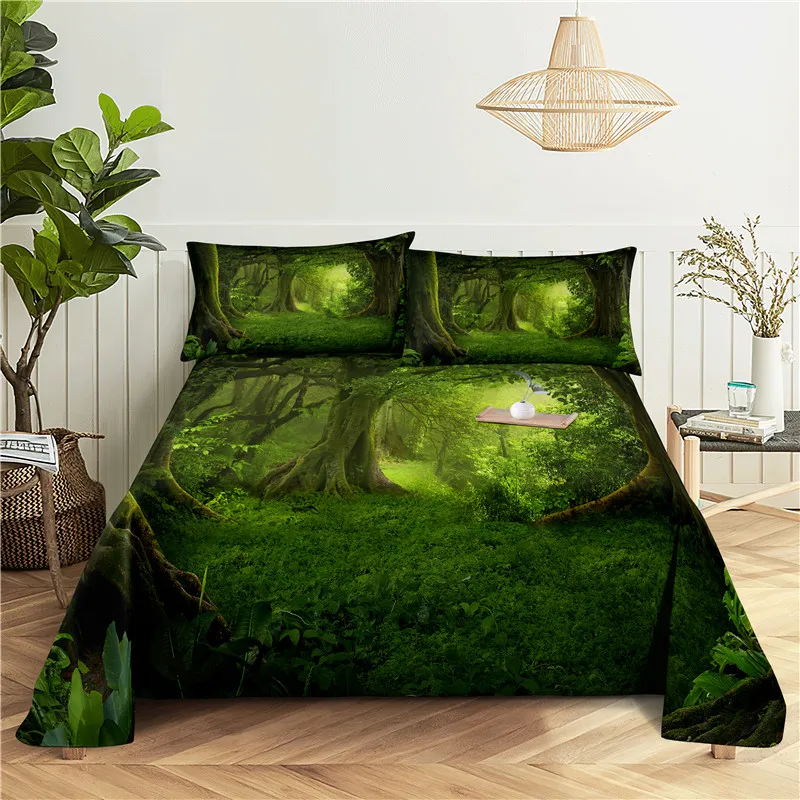 Beautiful-Forest-Bedding-Sheet-Home-Digital-Printing-Polyester-Bed-Flat ...