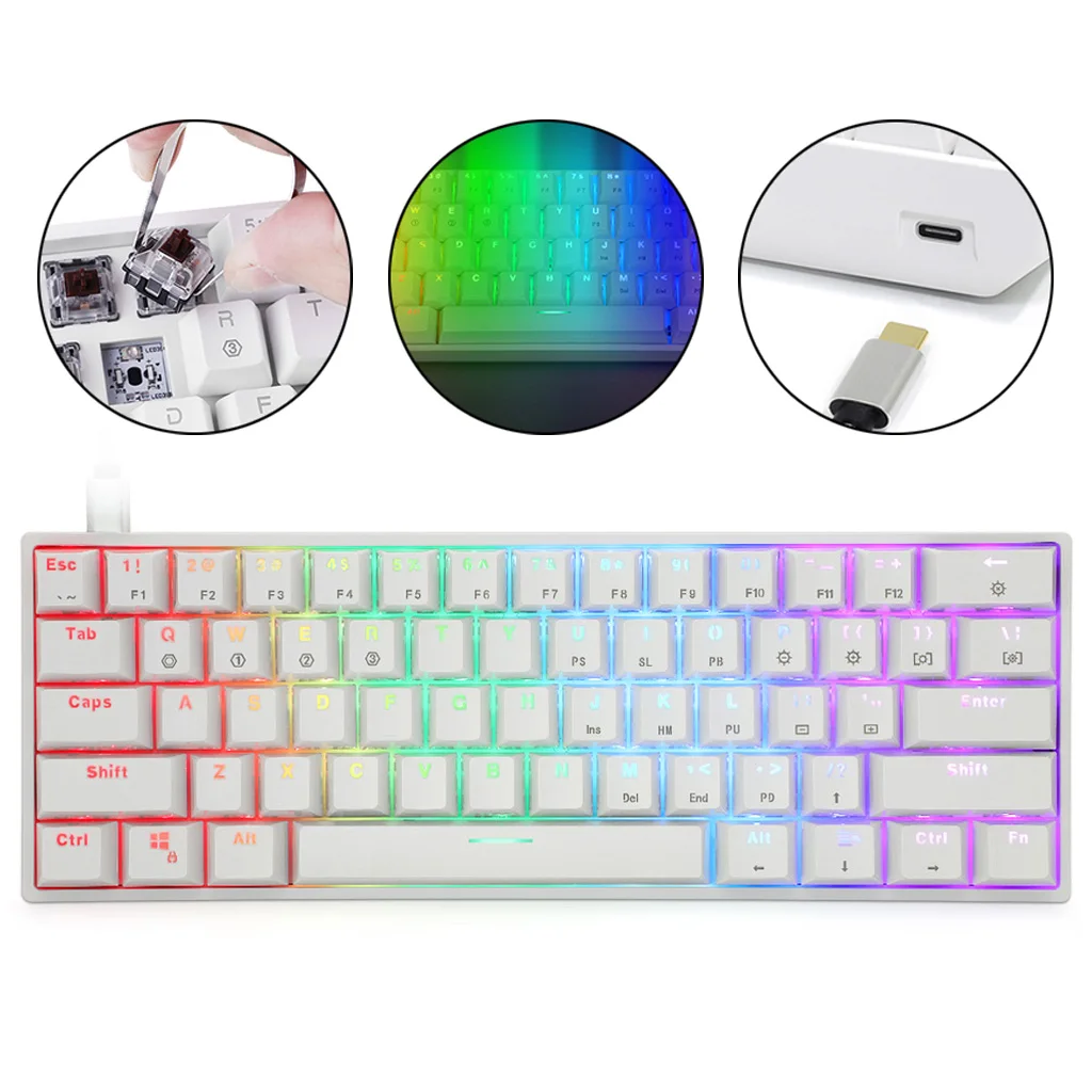 Skyloong GK61 Wired Compact Mechanical Keyboard 61Keys Portable RGB ...