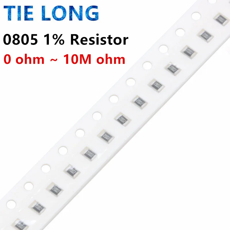 100PCS 0805 Resistor SMD Accuracy 1% 0 ohm ~ 10M ohm 1K 2.2K 10K 100K 0 ...
