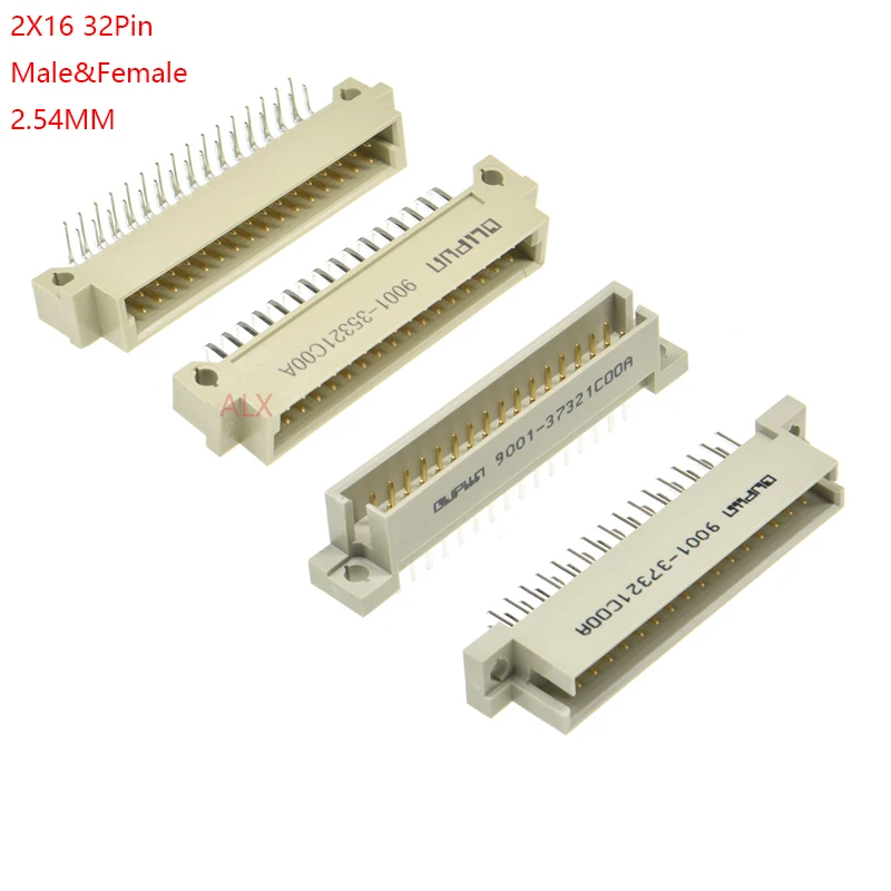 Conector din 41612 de 2 filas, cabezal de enchufe macho y hembra, orificio pasante 2x16, 32 ...