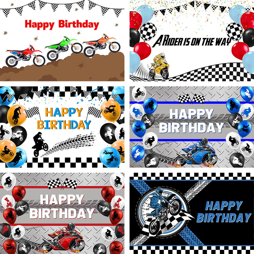 Motorcycle Racing Background Photo | Custom Motorcycle Birthday Balloon ...