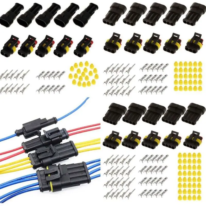 15 Kits 2 + 3 + 4 pines forma Auto sellado impermeable conector de cable eléctrico|Cables ...