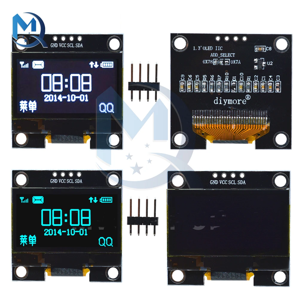 4 Pin 1.3 inch OLED Screen Board Liquid Crystal Display Module IIC I2C ...