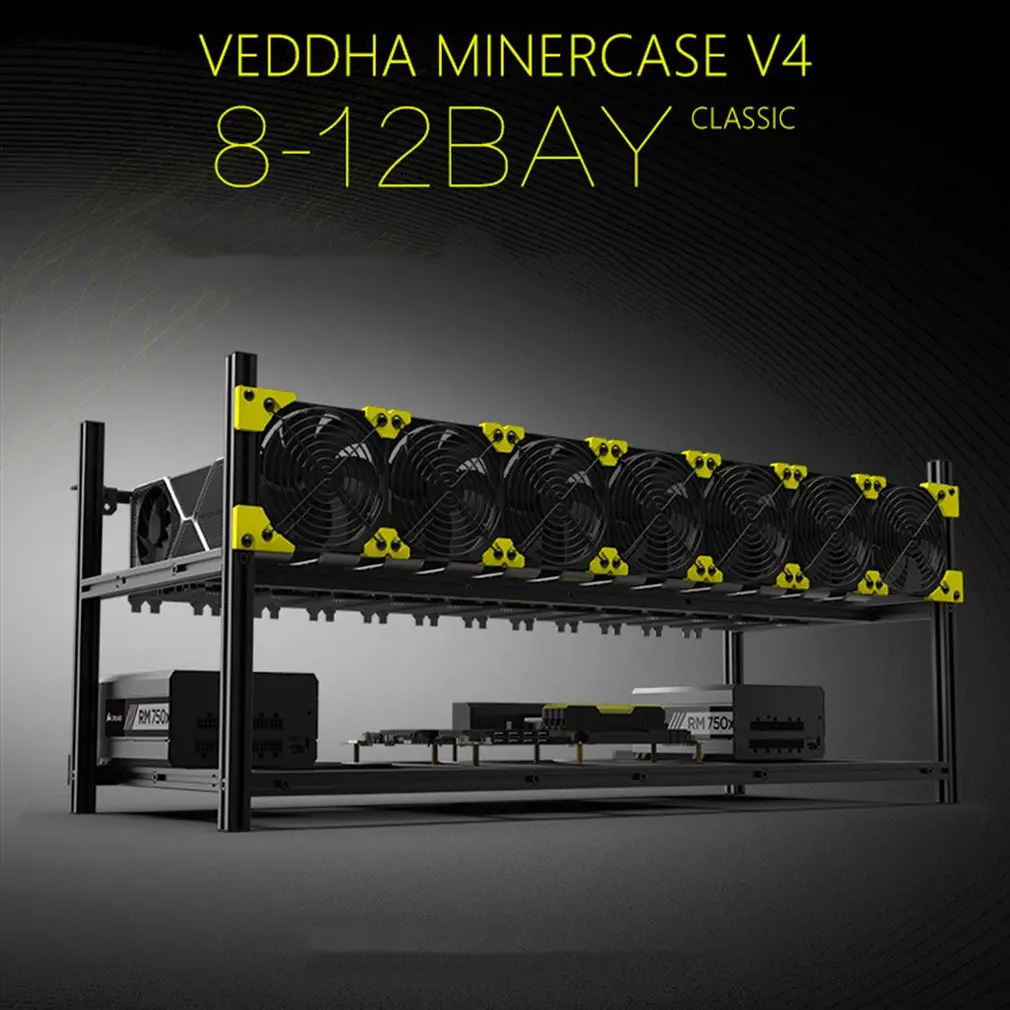 6 GPU Aluminum Stackable Open Air Bitcoin Ethereum Miner Mining Rig ...
