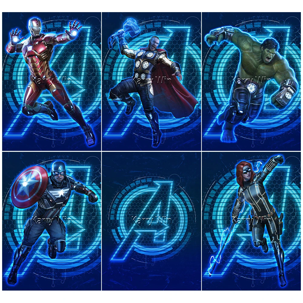 5d Diy Diamond Painting Marvel Avengers Game Superhero Poster ...