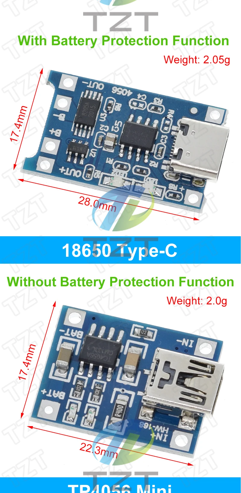 Circuits intégrés,TP4056 mini--TZT Chargeur de batterie au lithium ...