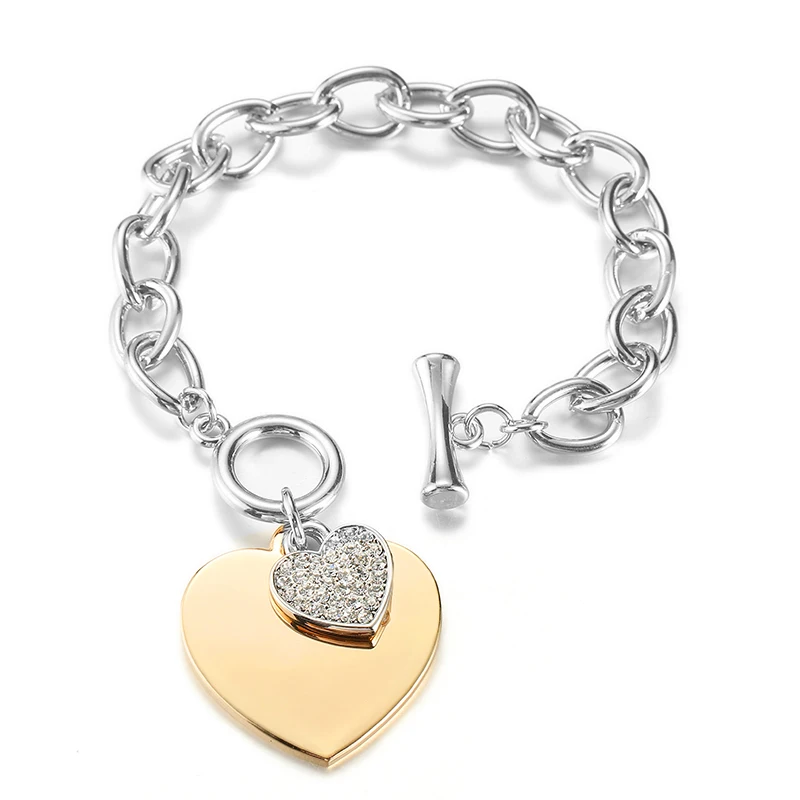 Women Bracelet Luxury Love Jewelry | Bracelet Gold Love Heart Charm ...