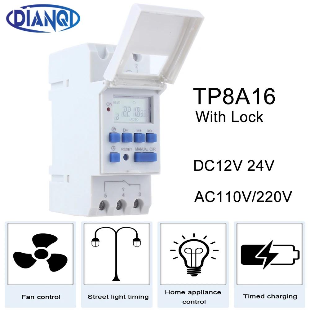 Tp8a16 Timer Relay Switch din rail digital weekly programmable ...