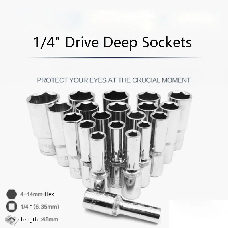 1pcs-set-1-4-Drive-50mm-Deep-Sockets-Set-CRV-Anti-rust-Hex-Long-Sockets ...