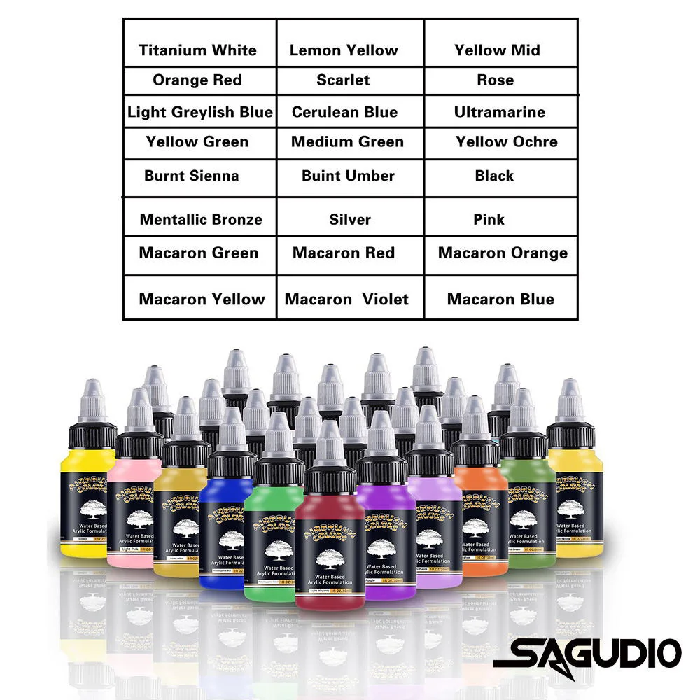 Airbrush-Acrylic-Paint-24Color-30ML-Set-for-Car-Wall-Model-Coloring-DIY ...